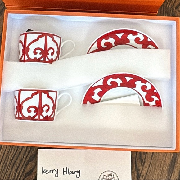 Hermes | Dining | Brand New Hermes Balcon Red Tea Cup And Saucer | Poshmark